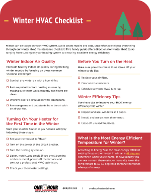 Winter HVAC Maintenance Checklist – One Hour Heating & Air Conditioning